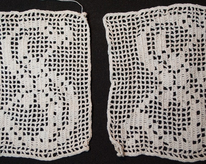 Vintage Handmade Pair Crochet Letter S Motif Insertion Lace, Hand ...