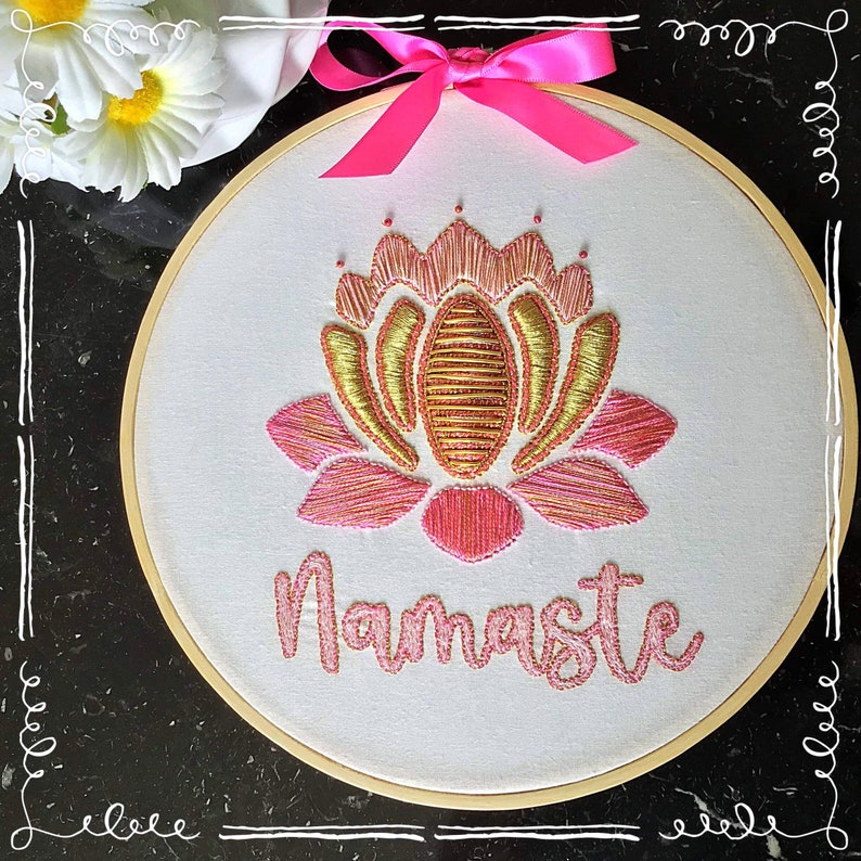 Gold Embroidery - Lotus Flower - Etsy