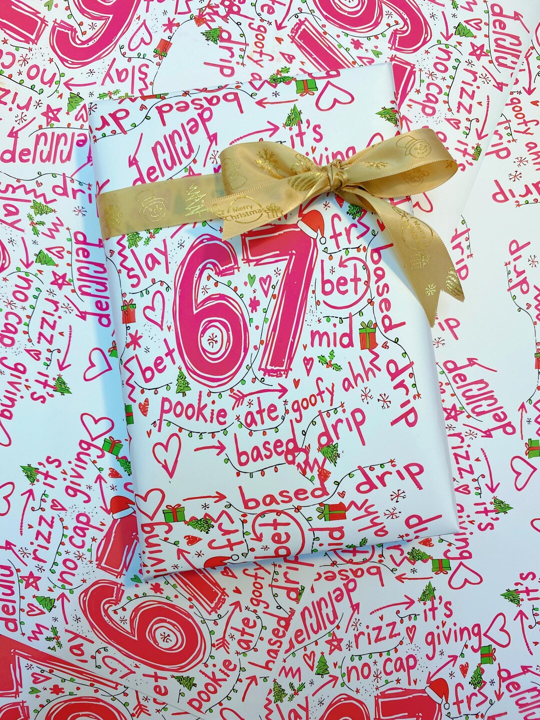 Six Seven Christmas Wrapping Paper, Kids Funny Wrapping Paper, 67 Meme ...