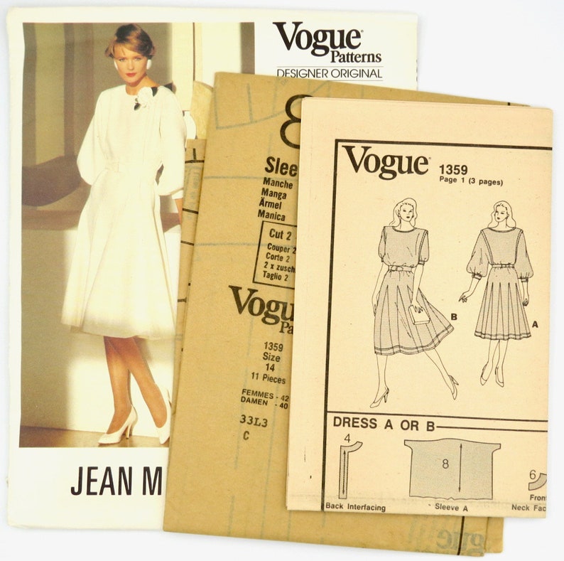 Vogue Designer Original, Pattern 1359, FACTORY FOLDED, Sizes 14, Jean ...