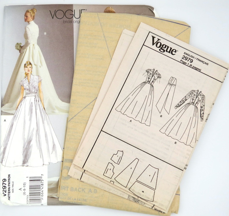 Vogue Bridal Original, Pattern V2979, FACTORY FOLDED, Size 6, 8, 10 ...