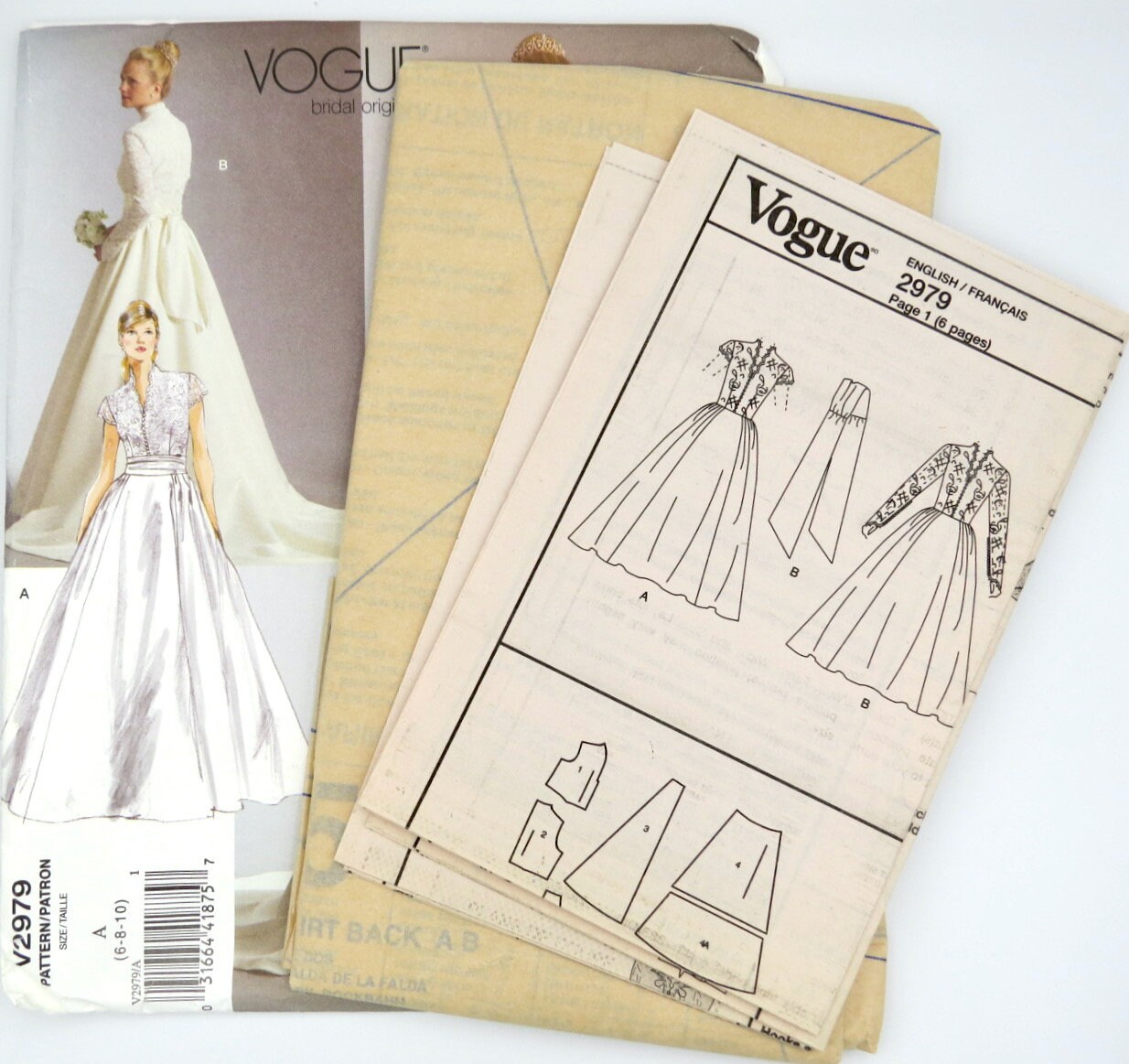 Vogue Bridal Original, Pattern V2979, FACTORY FOLDED, Size 6, 8, 10 ...