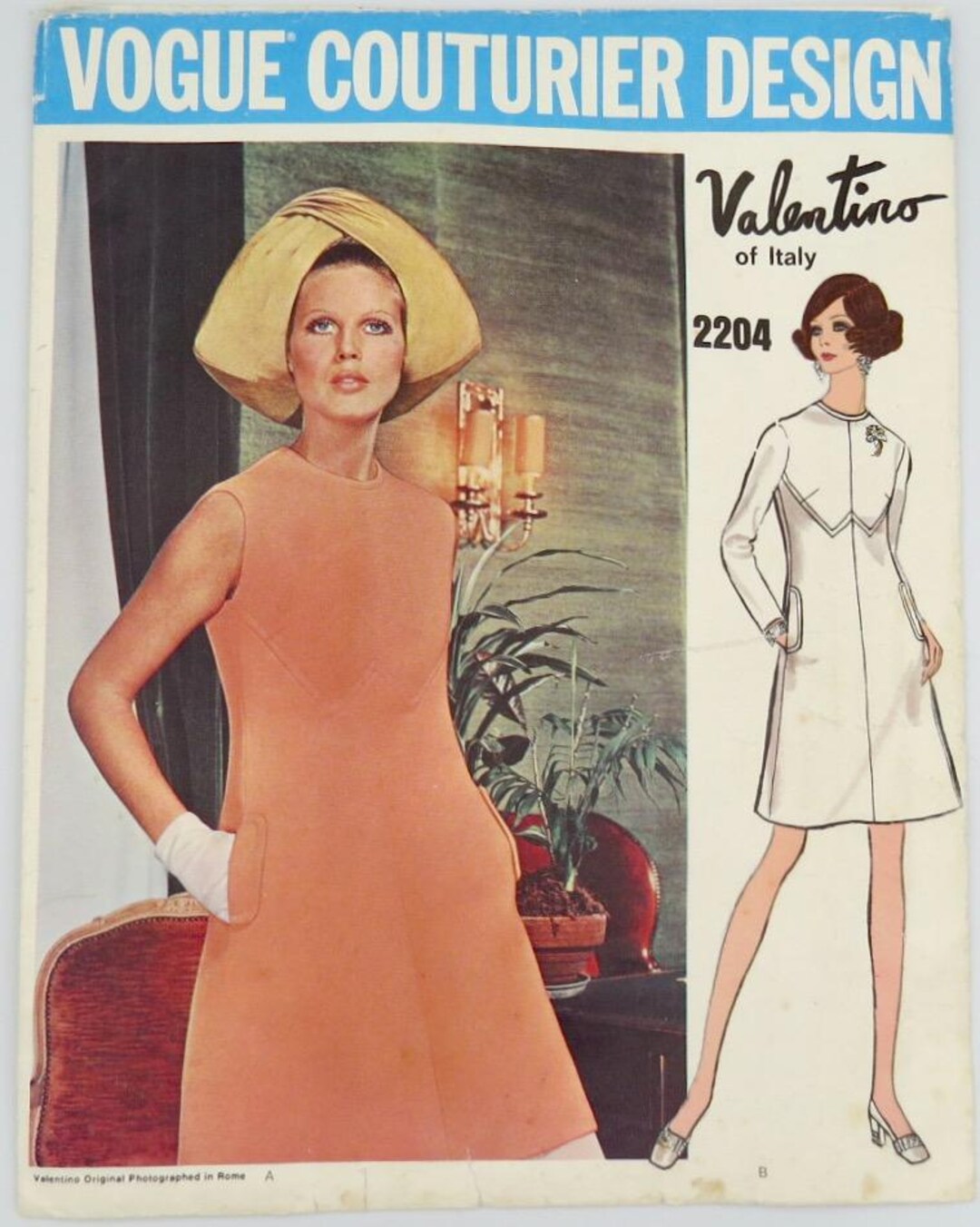 Vintage VALENTINO Vogue 2204 Dress Pattern, A-line, Size 14 (CUT) - Etsy