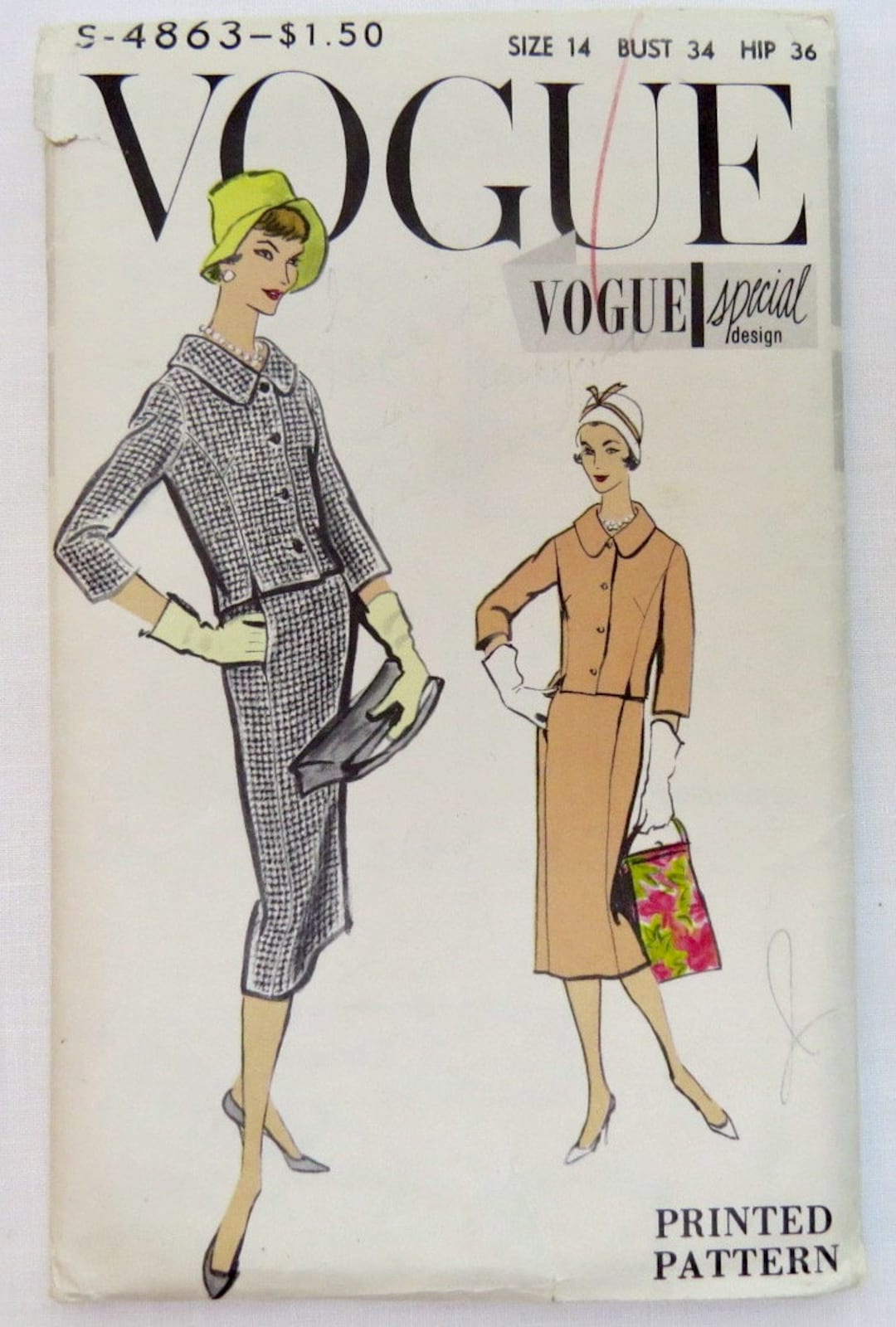 Vogue Special Design, Pattern 4863, Size 14, 1958, NOT CUT, Suit ...