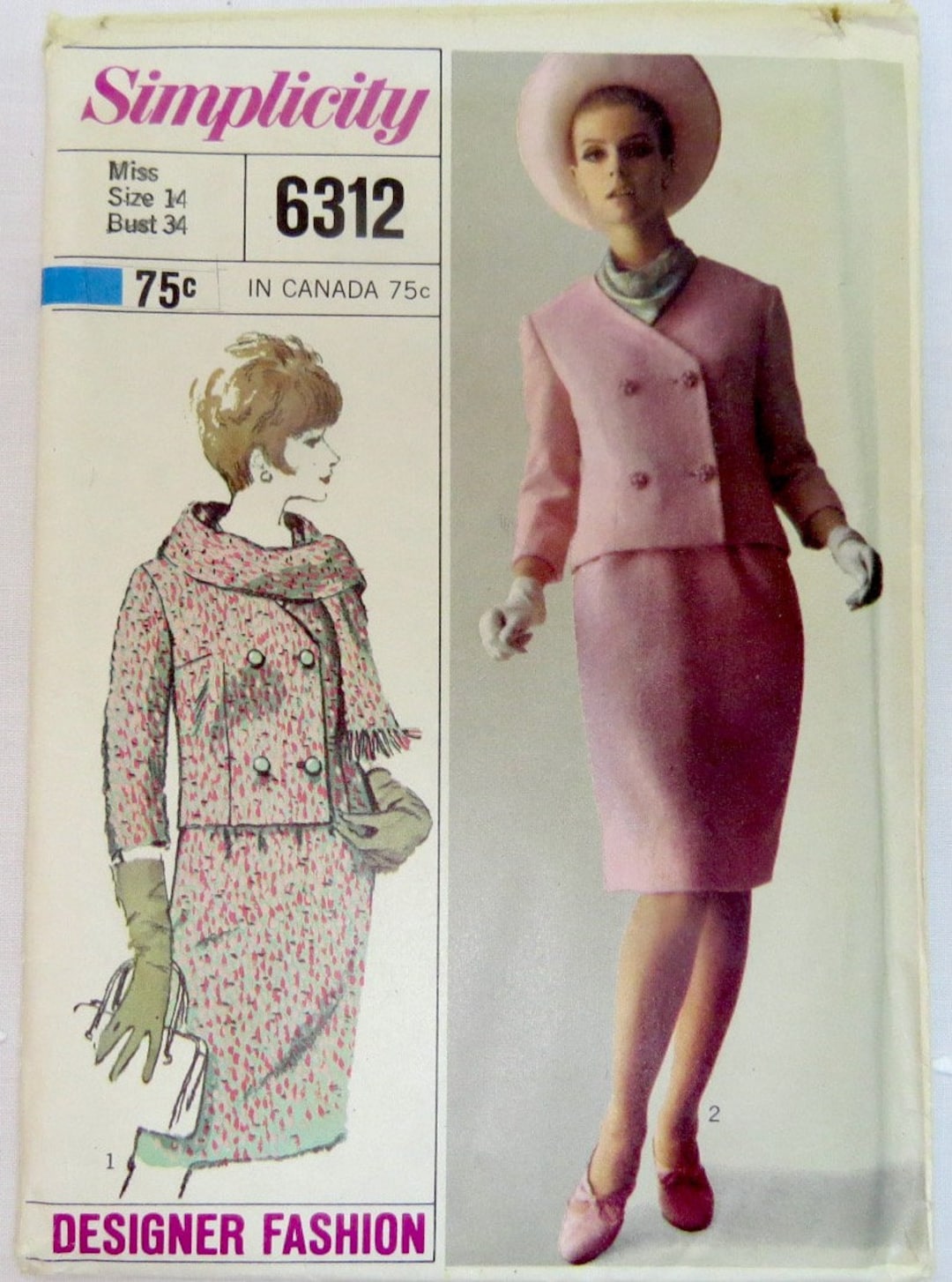Vintage Simplicity Pattern, Vintage Women's Suit, Double Breasted ...