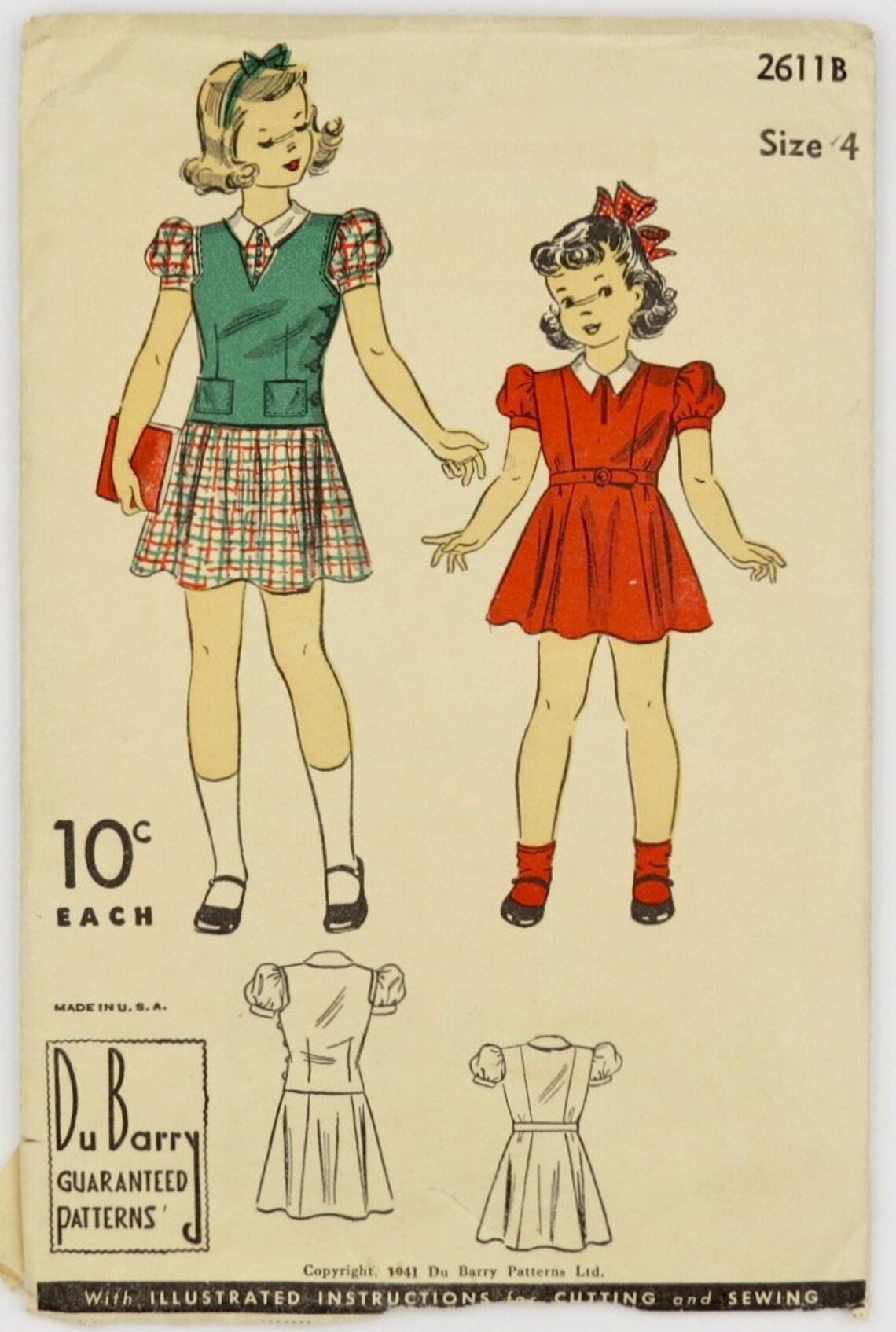 Vintage Du Barry Pattern, Vintage Girl's Jerkin Dress, Pattern 2611B ...