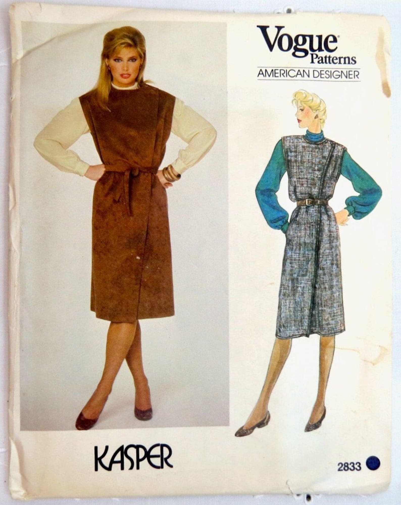 Vogue 1980s Designer Pattern, HERBERT KASPER Jumper Dress, Size 12 ...