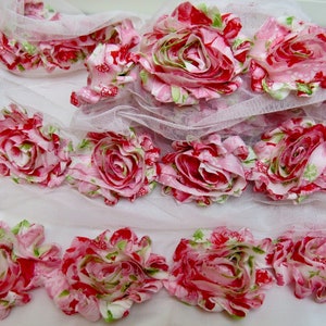 Shabby Chic Red Rosettes, Fabric Roses, Red Fabric Rosettes ...