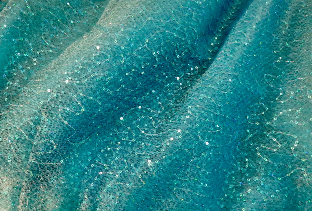 Blue Lace Sequin Fabric, 60 Inch Wide, Sold by the Yard, Blue Nylon ...
