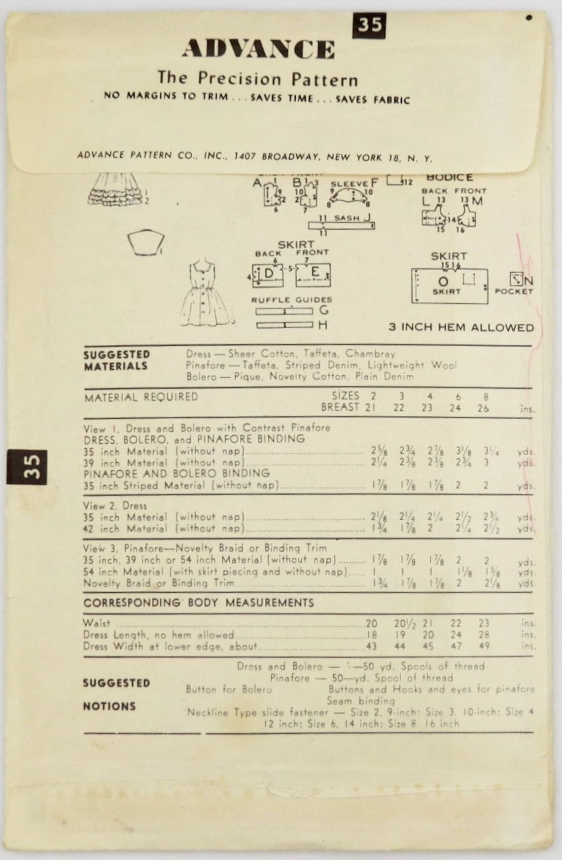 Vintage Advance Pattern, Vintage Girl's Dress, Pattern 6041, Size 4 ...
