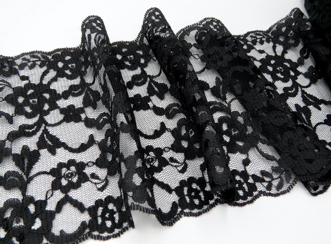 Black Lace Trim, 5 1/4 Inch Wide, Sold by the Yard, Black Trim Lace ...