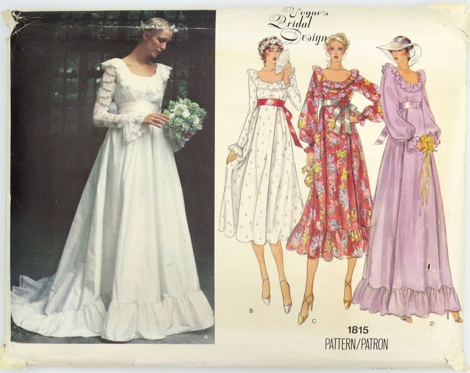Vogue's Bridal Design, Pattern 1815, FACTORY FOLDED, Size 14, 1970s ...