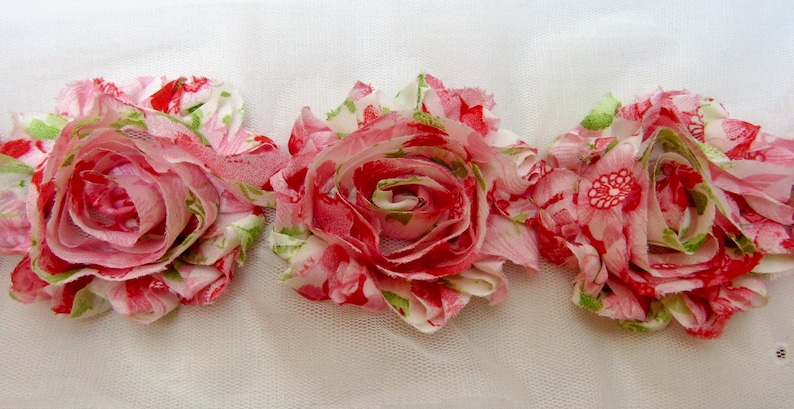 Shabby Chic Red Rosettes, Fabric Roses, Red Fabric Rosettes ...