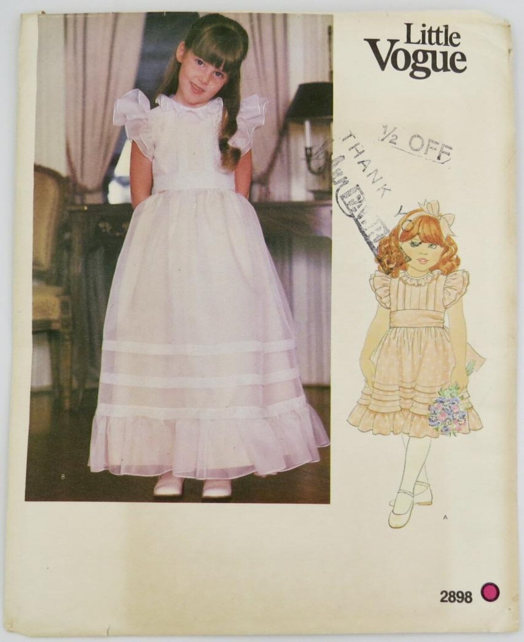 Little Vogue, Pattern 2898, Girl's Dress, Flutter Sleeves, Sizes 4 ...
