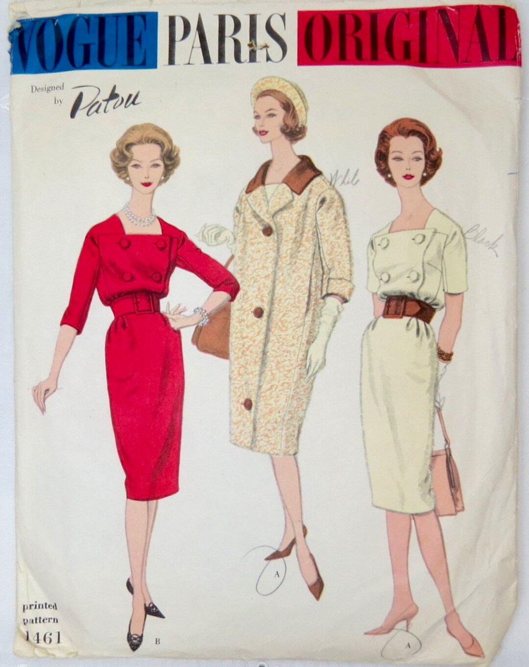 Vogue Paris Original, Pattern 1461, CUT, Size 14, PATOU, 1960s, Bulky ...