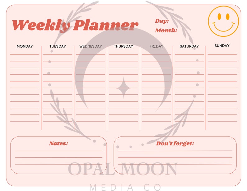 Retro Smiley Aesthetic Weekly Digital Planner - Etsy