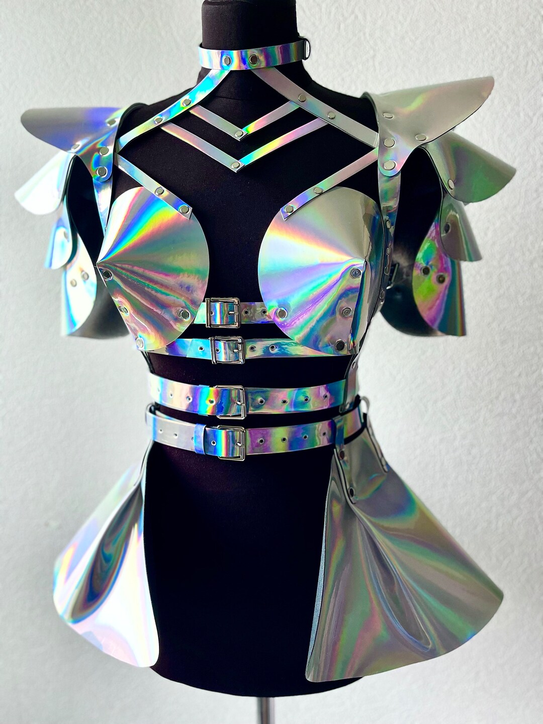 Holographic Faux Leather Armor Set, Cyberpunk Costume - Etsy