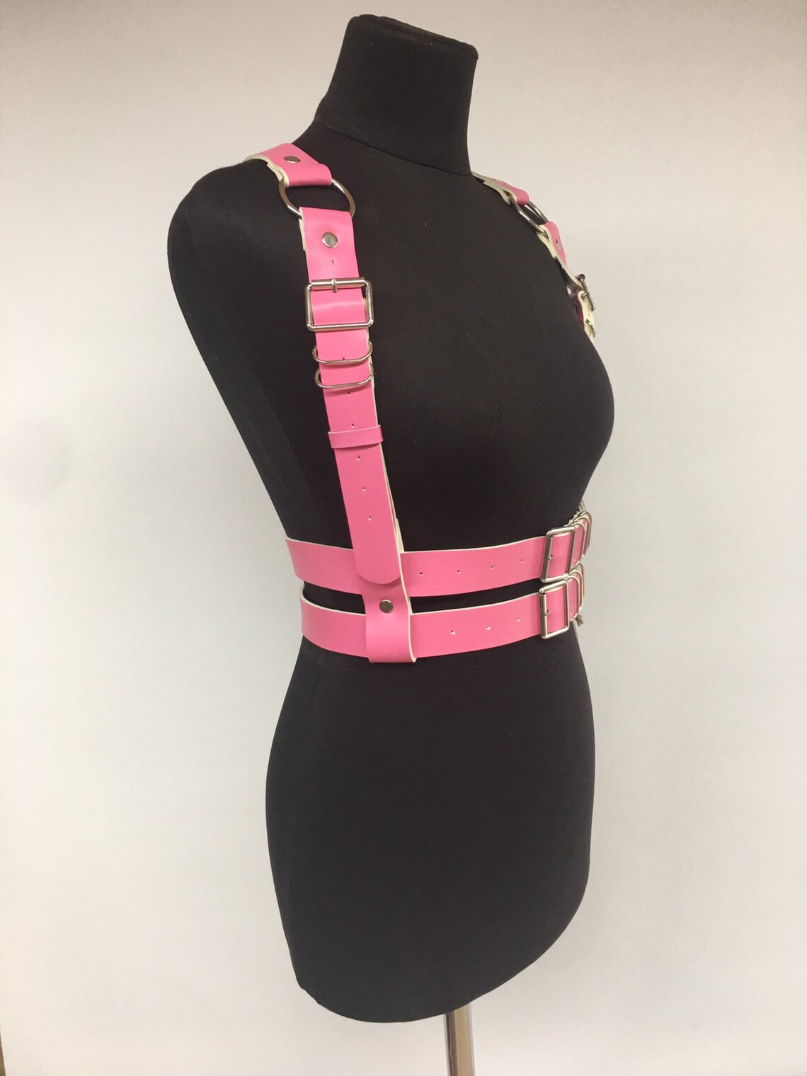 Wide Double Belt Harness vegan Leather Harness straps Under - Etsy