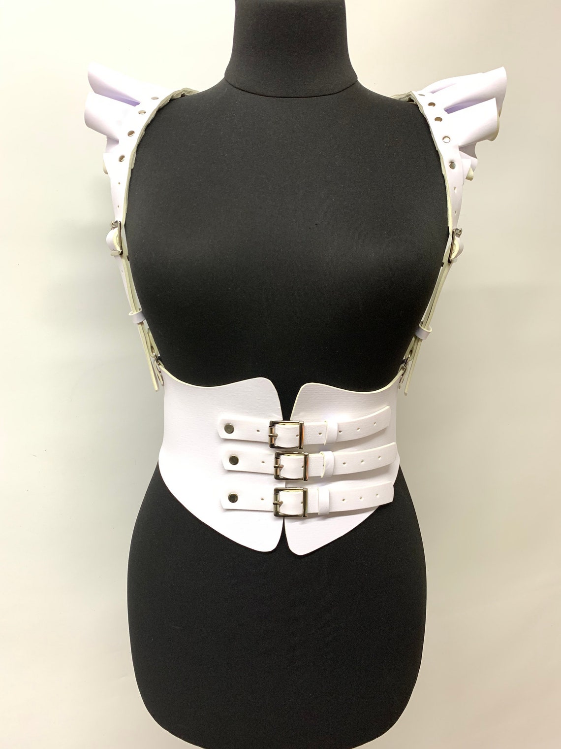 Corset With Ruffles Shouldersleather Corsetcorset Belt - Etsy
