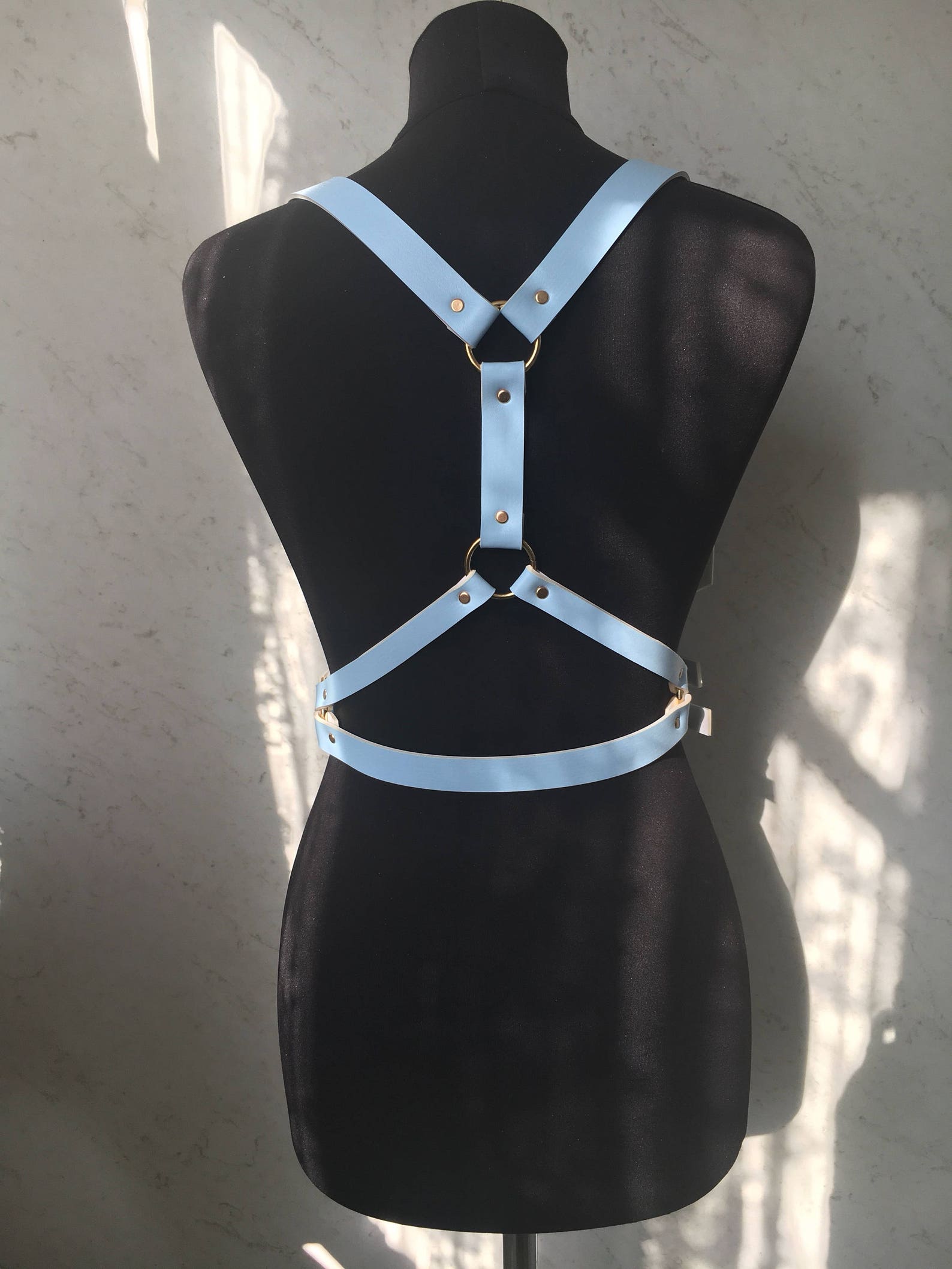 Baby Blue Harness Vegan Leather Harness leather Belt - Etsy