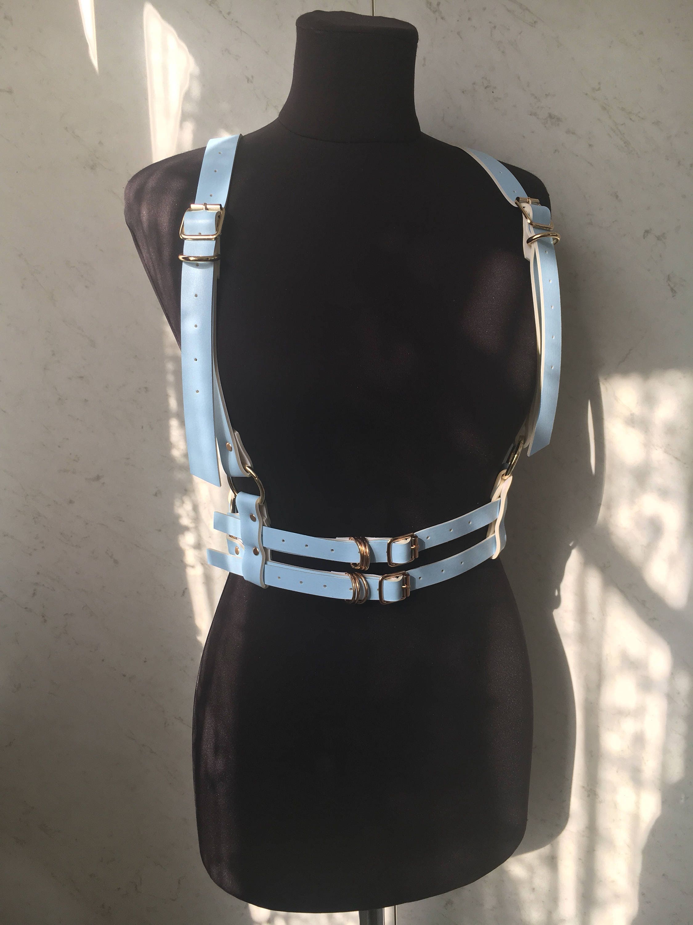 Baby Blue Harness Vegan Leather Harness leather Belt - Etsy