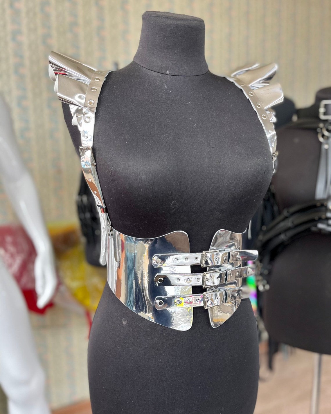 Corset With Ruffles Shouldersleather Corsetcorset Belt - Etsy