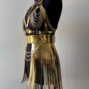 Golden Costume for Performance,set With Fringe Skirt,costume With Gold ...