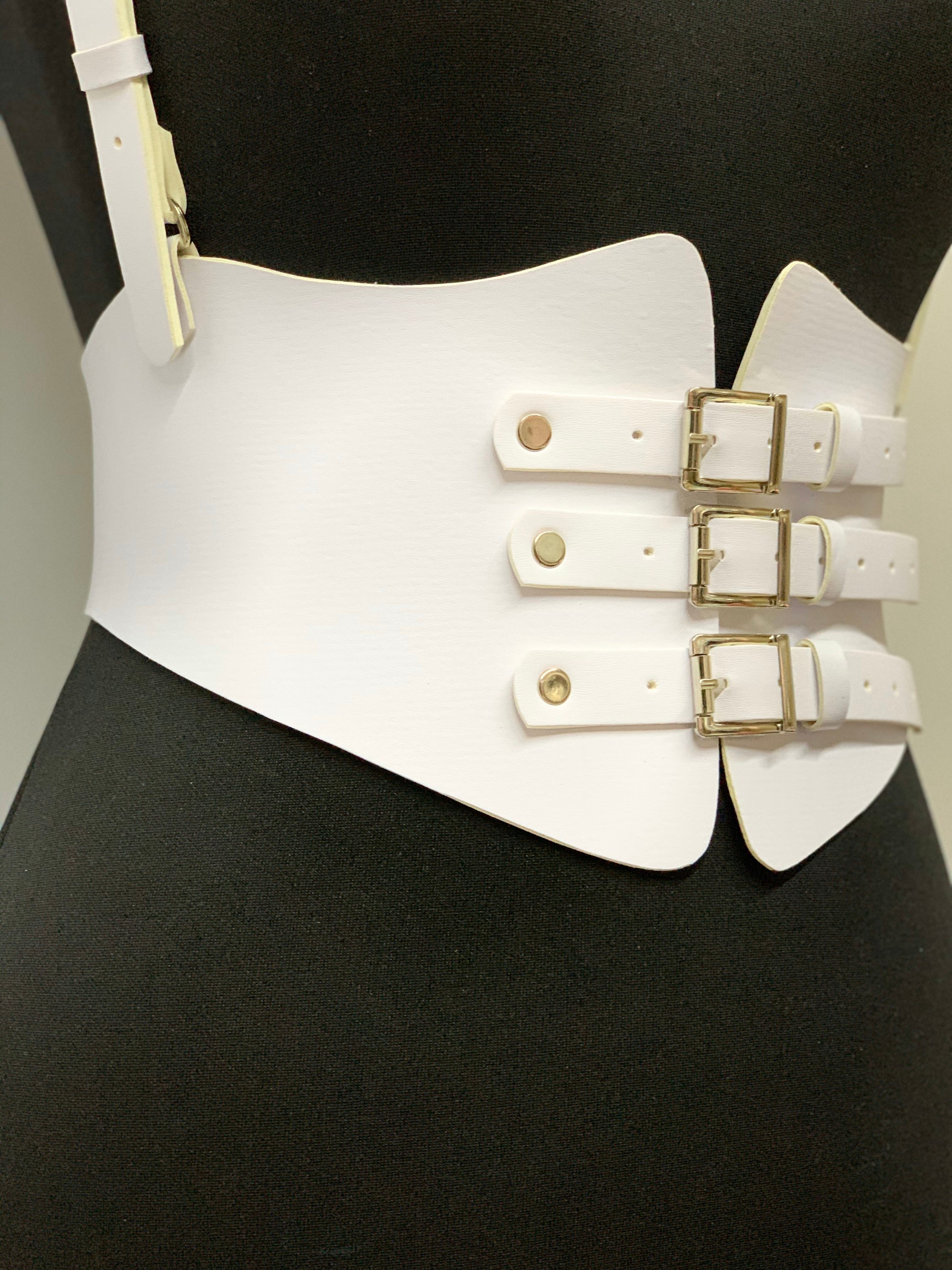 Corset With Ruffles Shouldersleather Corsetcorset Belt - Etsy