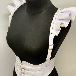 Corset With Ruffles Shoulders,leather Corset,corset Belt - Etsy