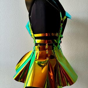 Holographic Festival Outfit, Cyberpunk Costume, Faux Leather Skirt Set ...