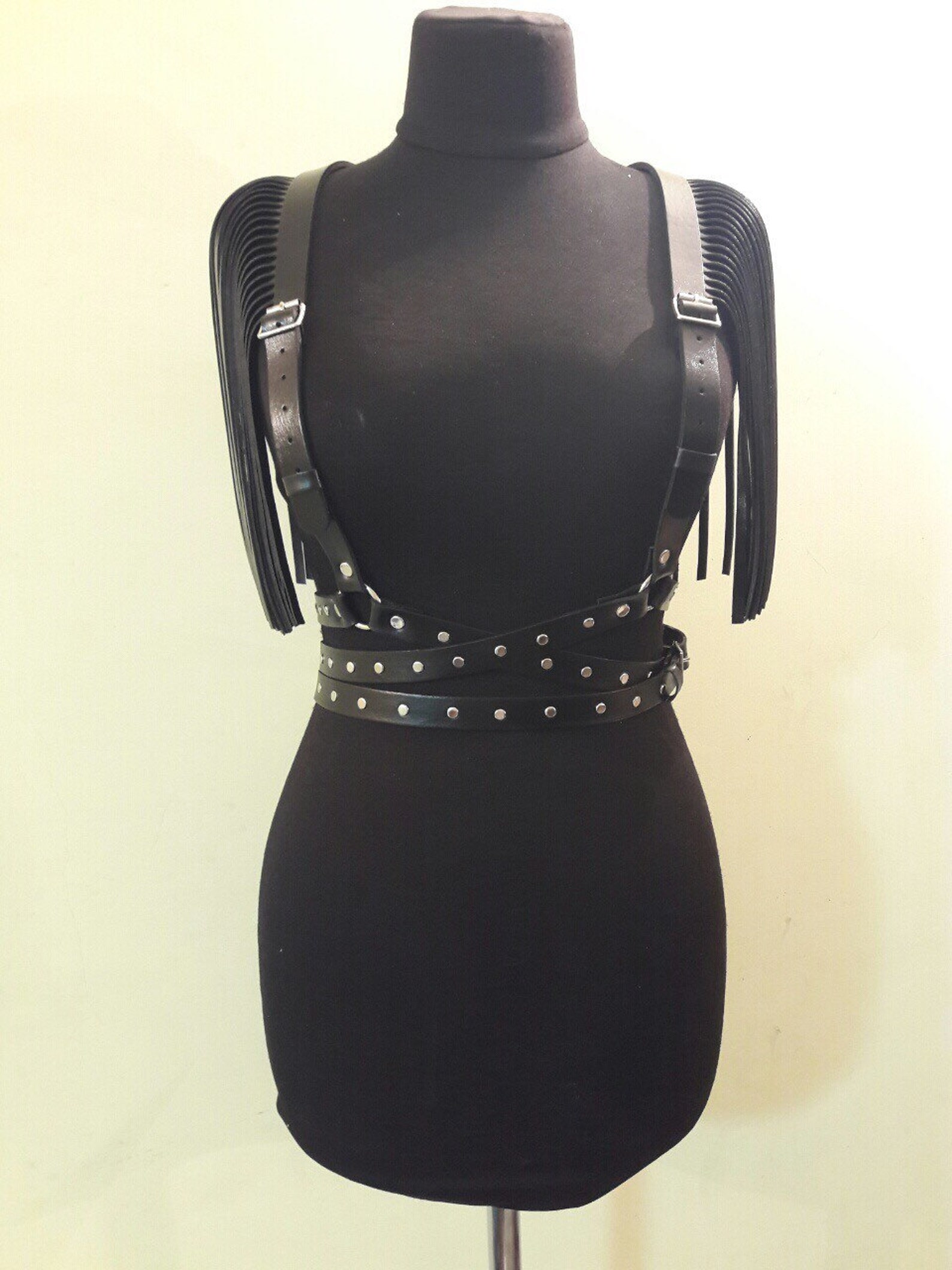 Belt With Rivetsfringefringe Shoulders harness With Fringe - Etsy