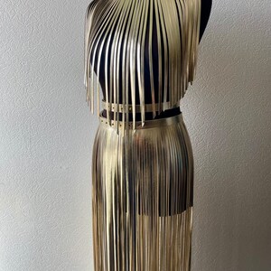 Long Fringe Set,costume in Gold Vegan Leather,glamour Set - Etsy UK