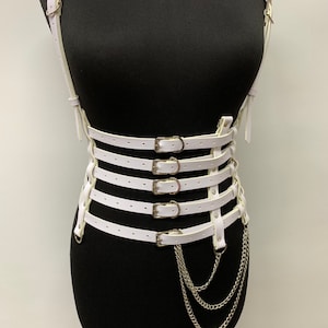 Corset Harness With Chains,corset Belts, Leather Harness Belt - Etsy