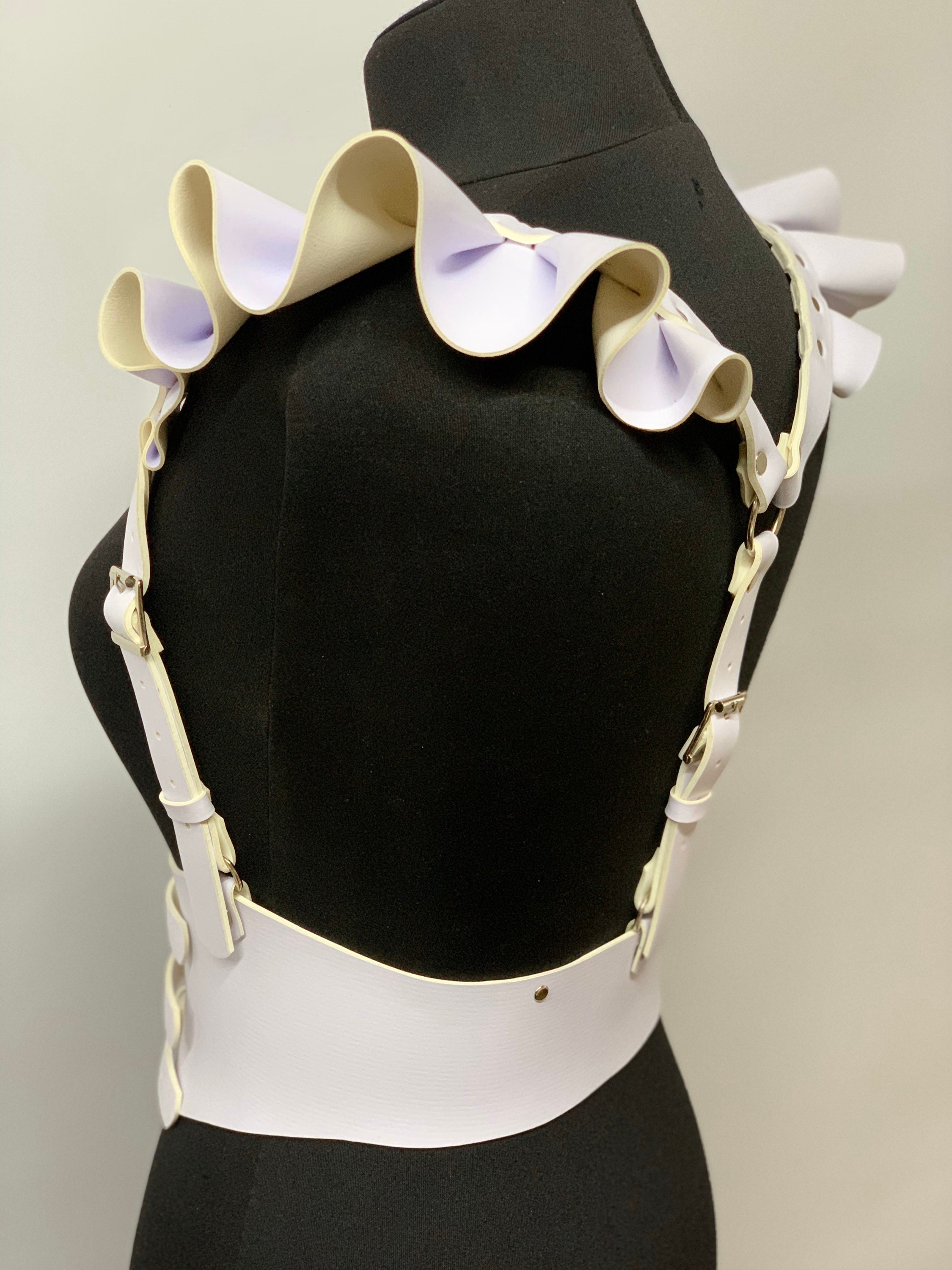 Corset with ruffles shouldersleather corsetcorset belt | Etsy