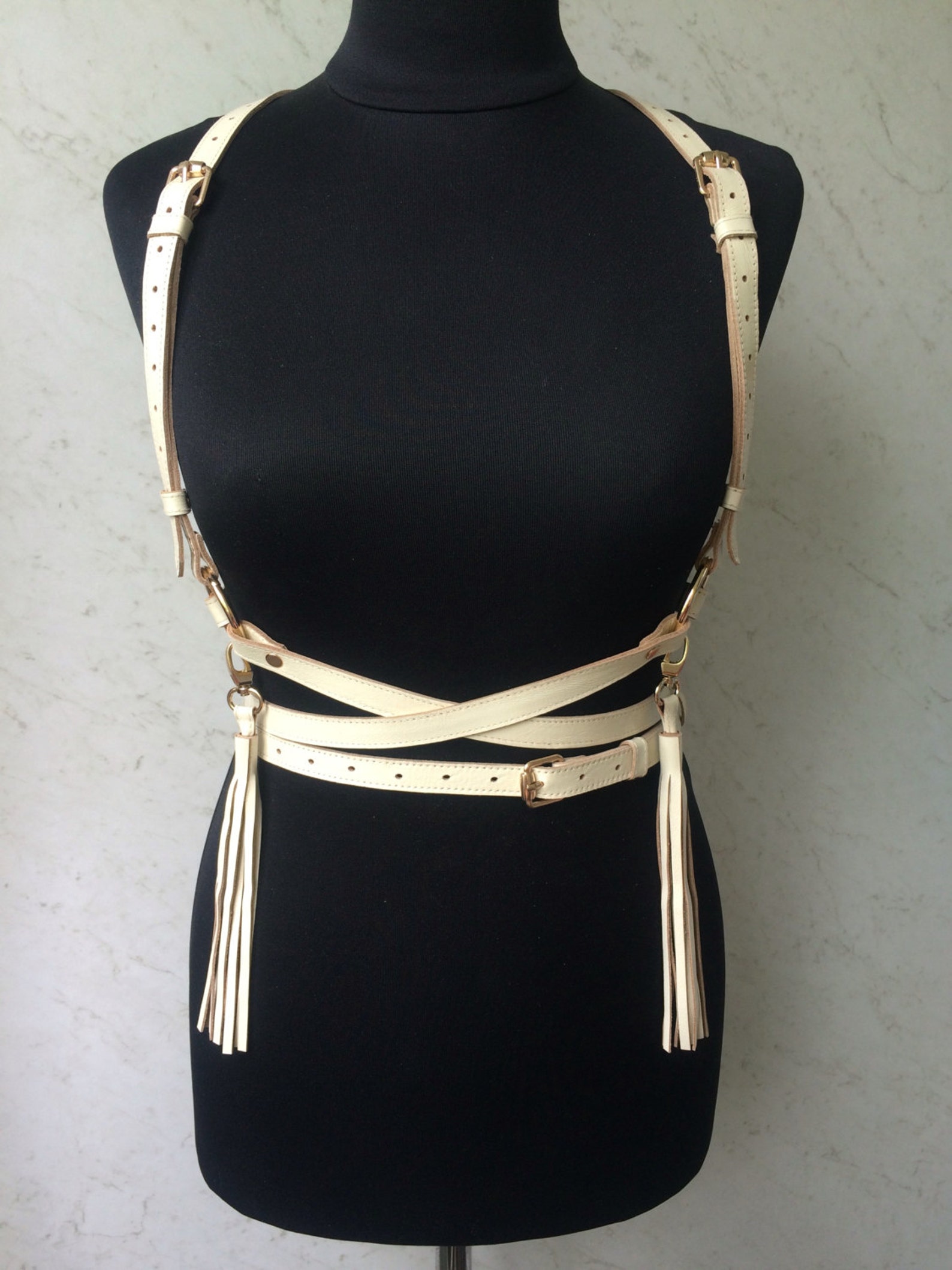 Leather Harness With Tassels vegan Leather Harness Trendy | Etsy