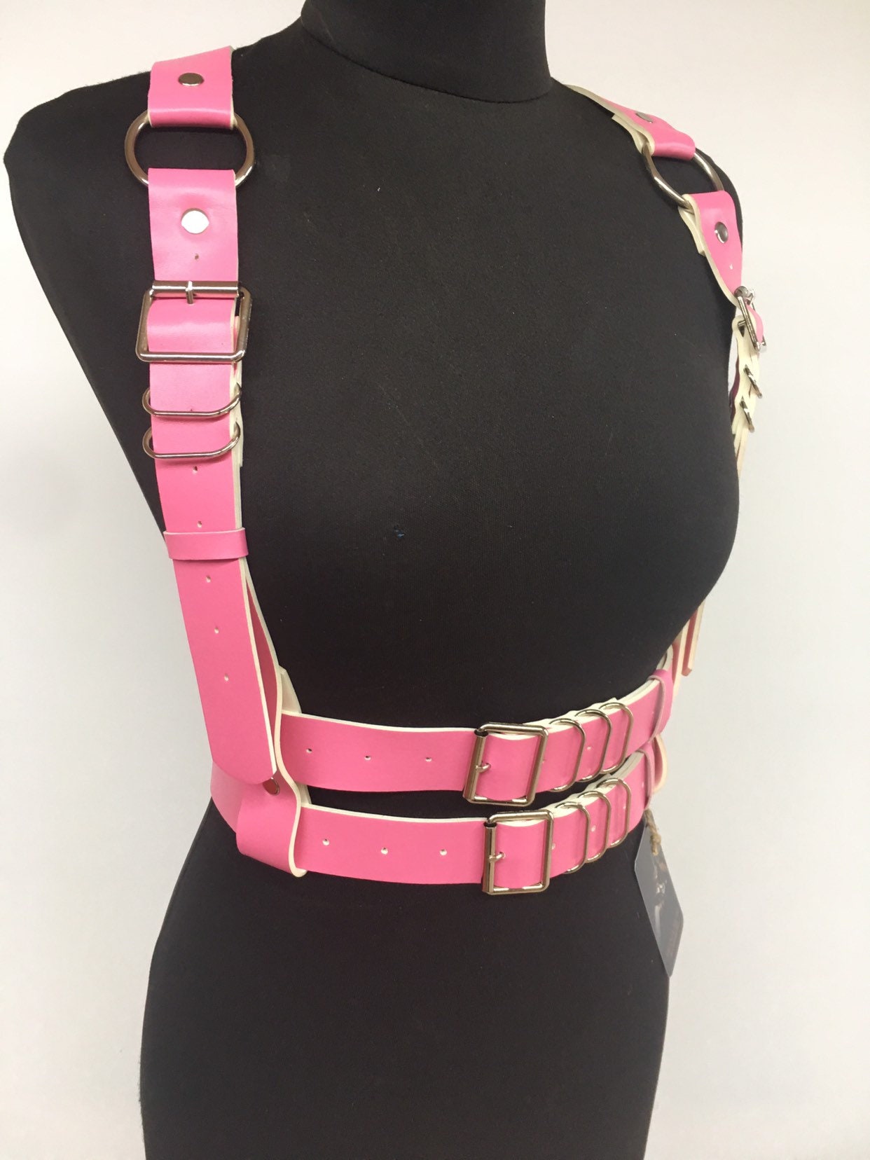 Wide Double Belt Harness vegan Leather Harness straps Under - Etsy
