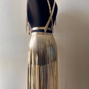 Long Fringe Set,costume in Gold Vegan Leather,glamour Set - Etsy UK