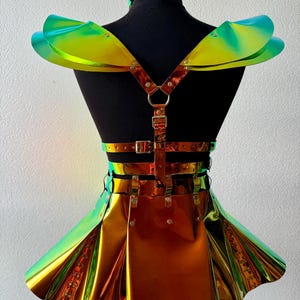 Holographic Festival Outfit, Cyberpunk Costume, Faux Leather Skirt Set ...