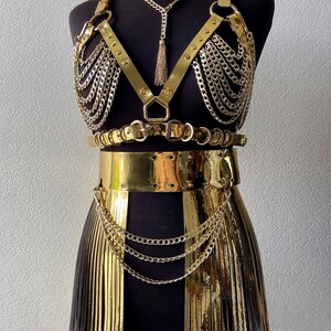 Golden Costume for Performance,set With Fringe Skirt,costume With Gold ...