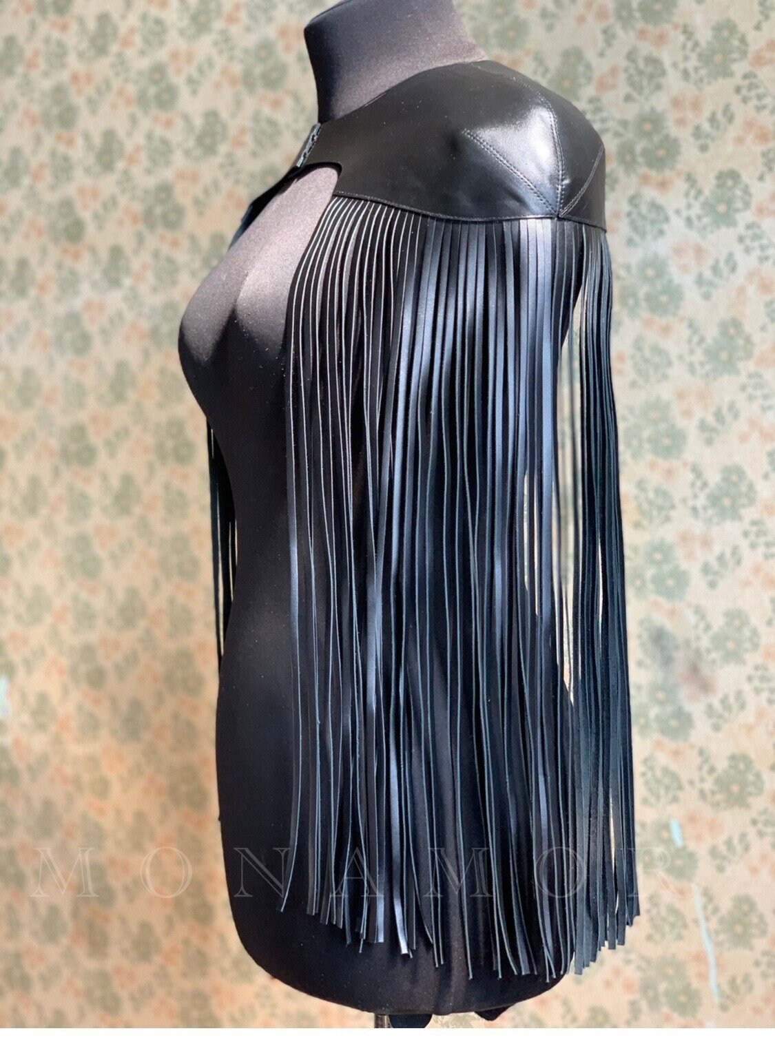 Fringed capeleather capeleather shouldersleather fringe | Etsy