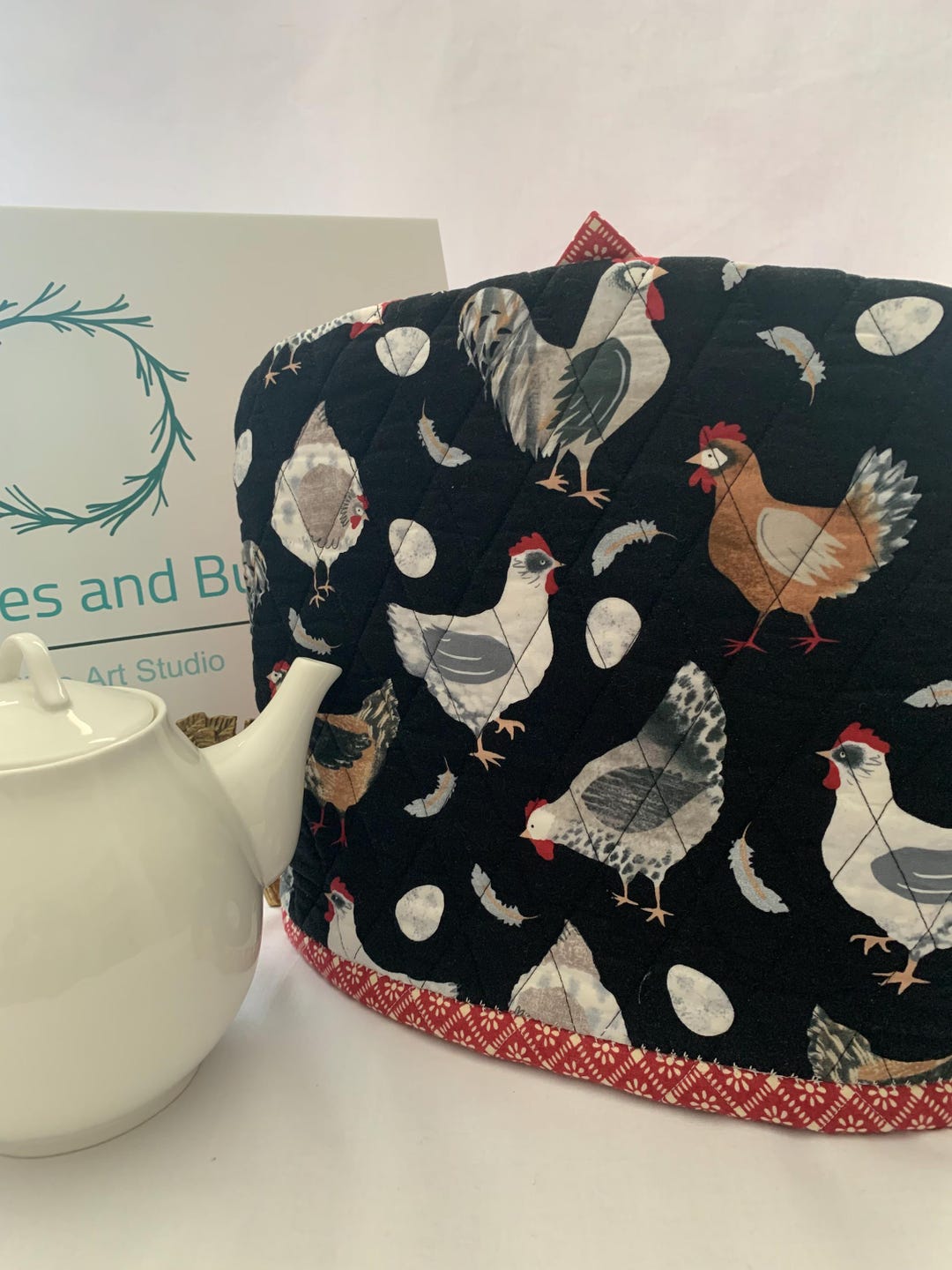 Farmhouse Quilted Tea Cozy, Rooster & Hens, Insulated Teapot Cover - Etsy