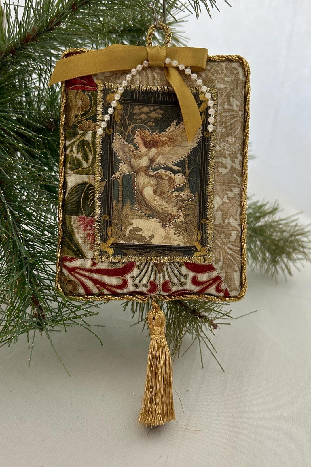 William Morris White Angel Decoration, Christmas Angel Quilt Ornament ...