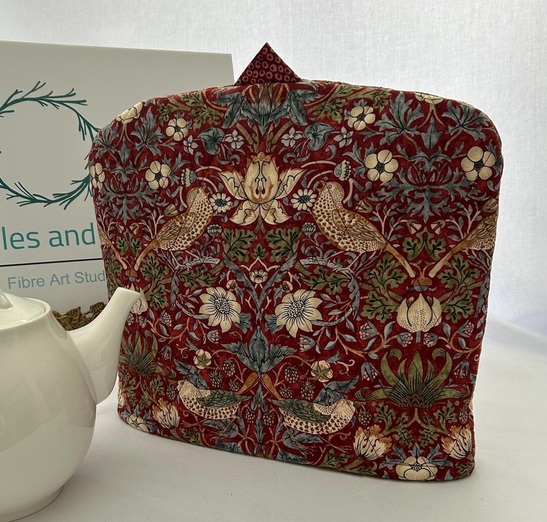 William Morris Tea Cozy in Red Strawberry Thief 4 - 6 Cup Teapot ...