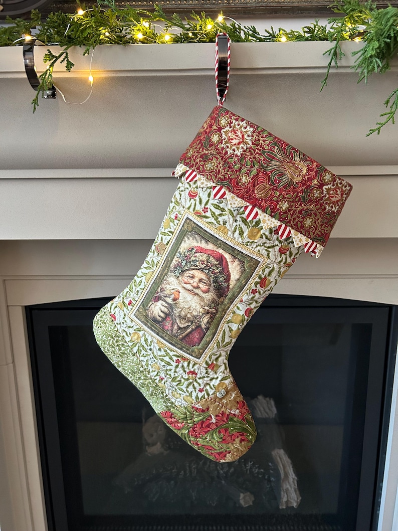 William Morris Patchwork Santa Stocking: Handmade Children’s Quilted ...