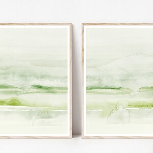 Light Green Painting Set of 2, Abstract Watercolor Print, Printable Art ...