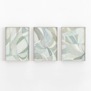 Mint Green Print Set of 3, Abstract Geometric Painting, Printable ...