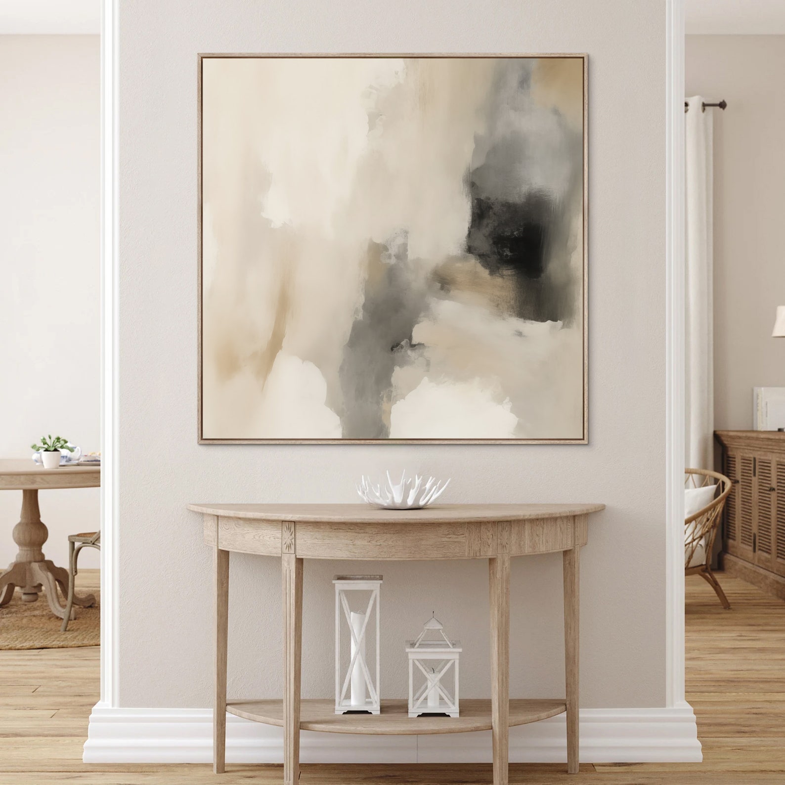 Neutral Abstract Painting Set of 2 Square Prints, Abstract Acrylic ...