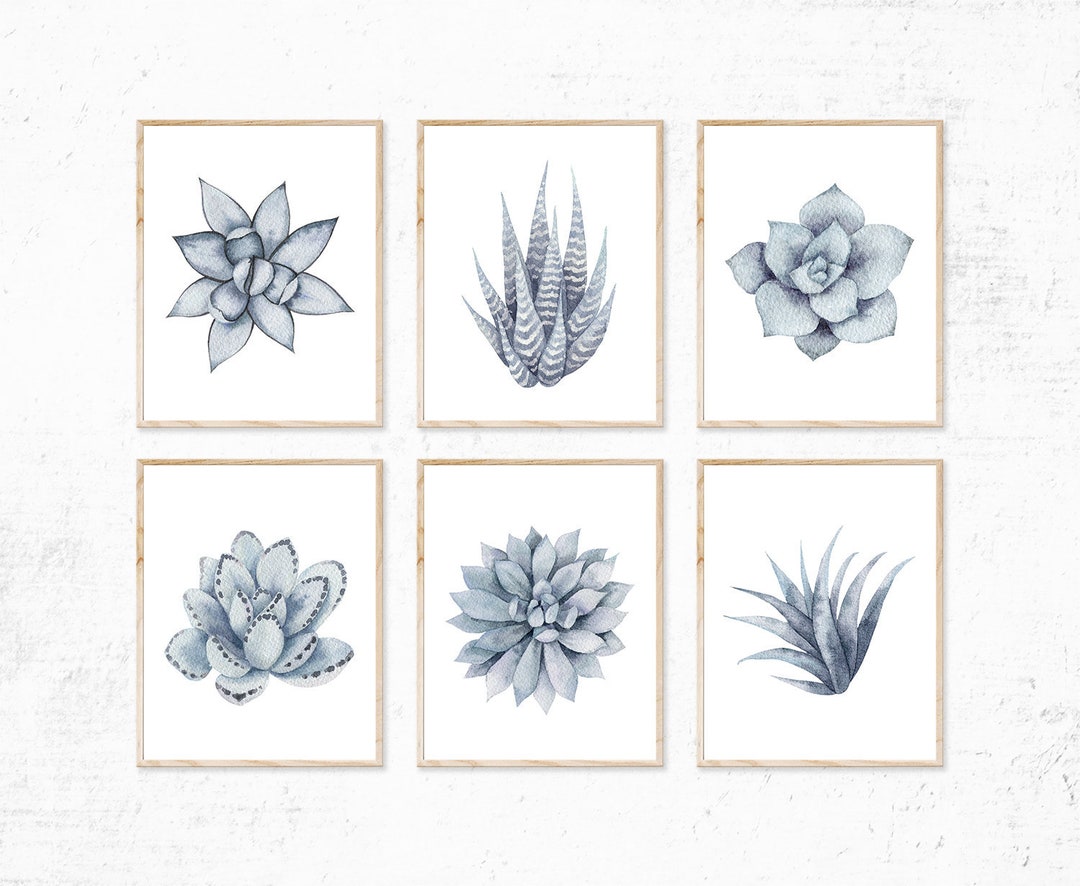 Set of 6 Succulents Watercolor Digital Print Instant Art INSTANT ...