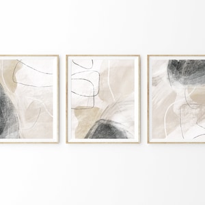 Beige Abstract Print Set of 3, Abstract Art, Printable Art, Abstract ...