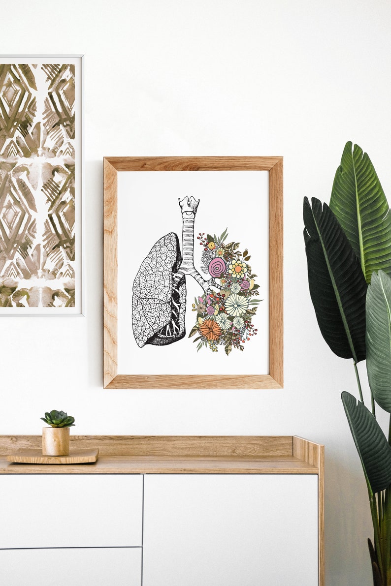 Vintage Anatomy Floral Lungs and Trachea Digital Print Instant - Etsy